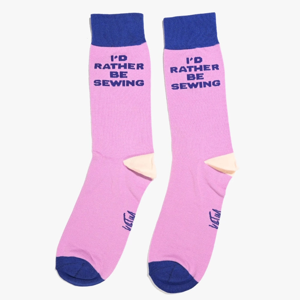 KATM Socks - I'd Rather Be Sewing (Purple/Blue) – Fabric Sauce